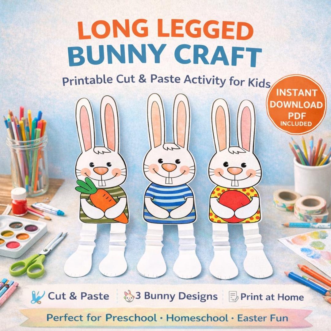 Printable Easter Bunny Craft, Bunny Cut & Paste Activity for Kids PDF ...