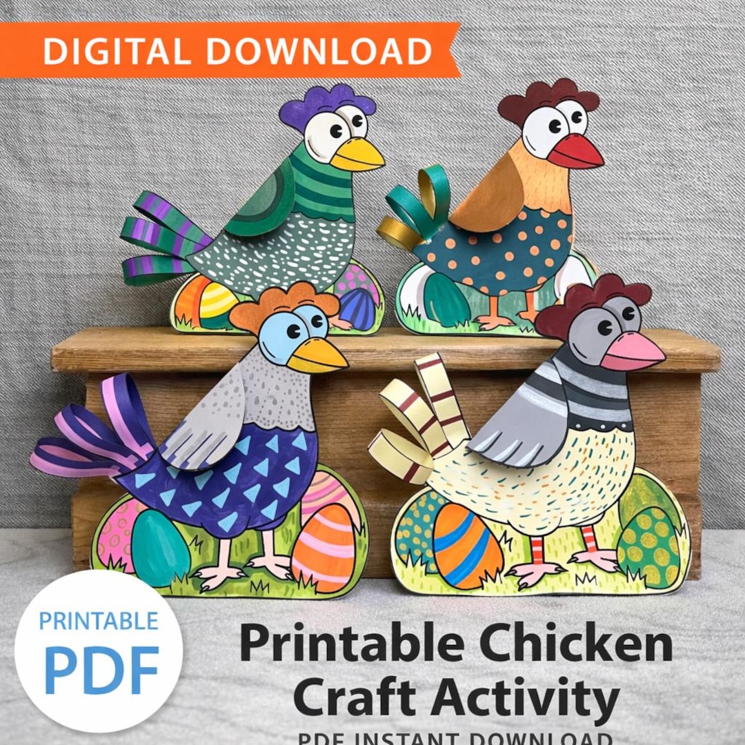 Printable Chicken Craft Activity for Kids | Farm Animal Cut and Paste ...