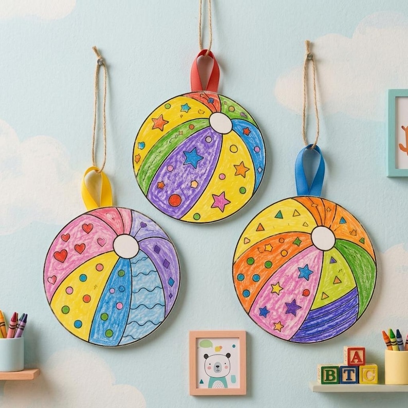 Printable Beach Ball Ornament Craft Kit, Summer Kids Activity (PDF ...