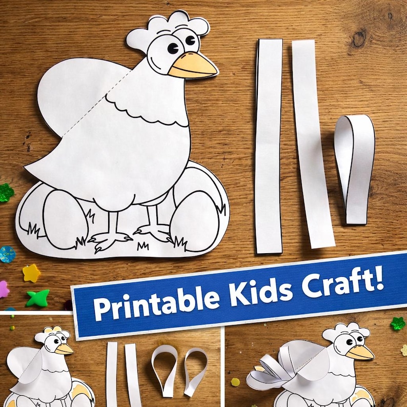Printable Chicken Craft Activity for Kids | Farm Animal Cut and Paste ...