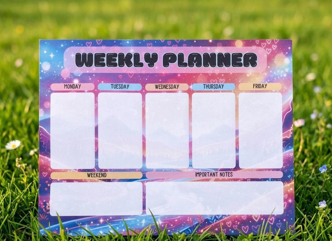 Pastel Weekly Planner Notepad | Landscape Desk Organizer | 30 Sheets ...