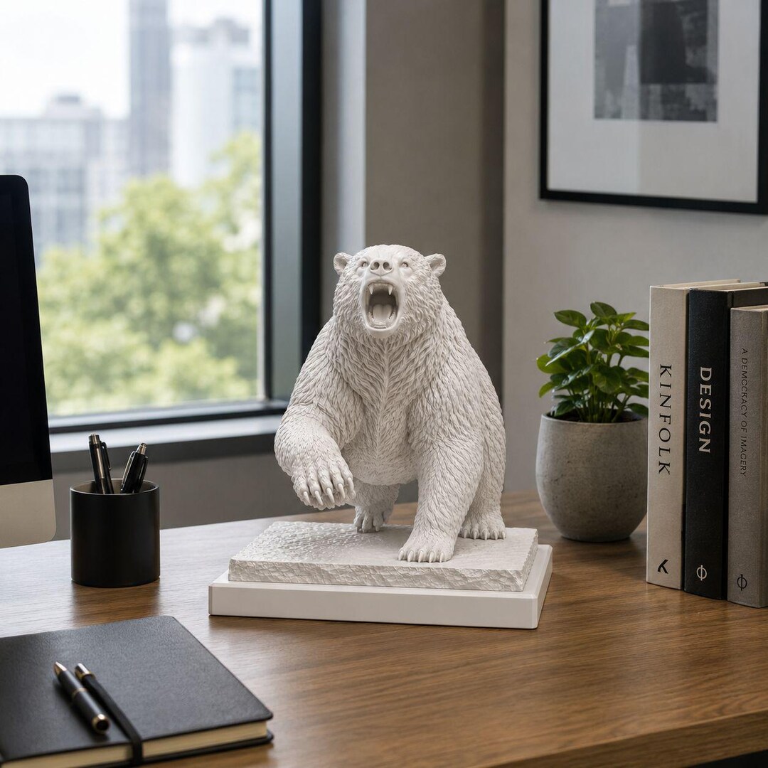 Bear Statue STL, Modern 3D Printed Sculpture, Digital Download STL File ...