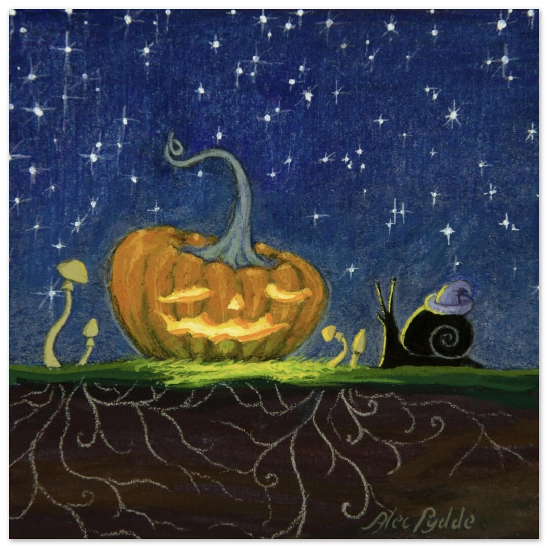The Snail and the Jack O' Lantern Art Print, Alec Pydde, 25x25 Cm / 10x10″ - Etsy