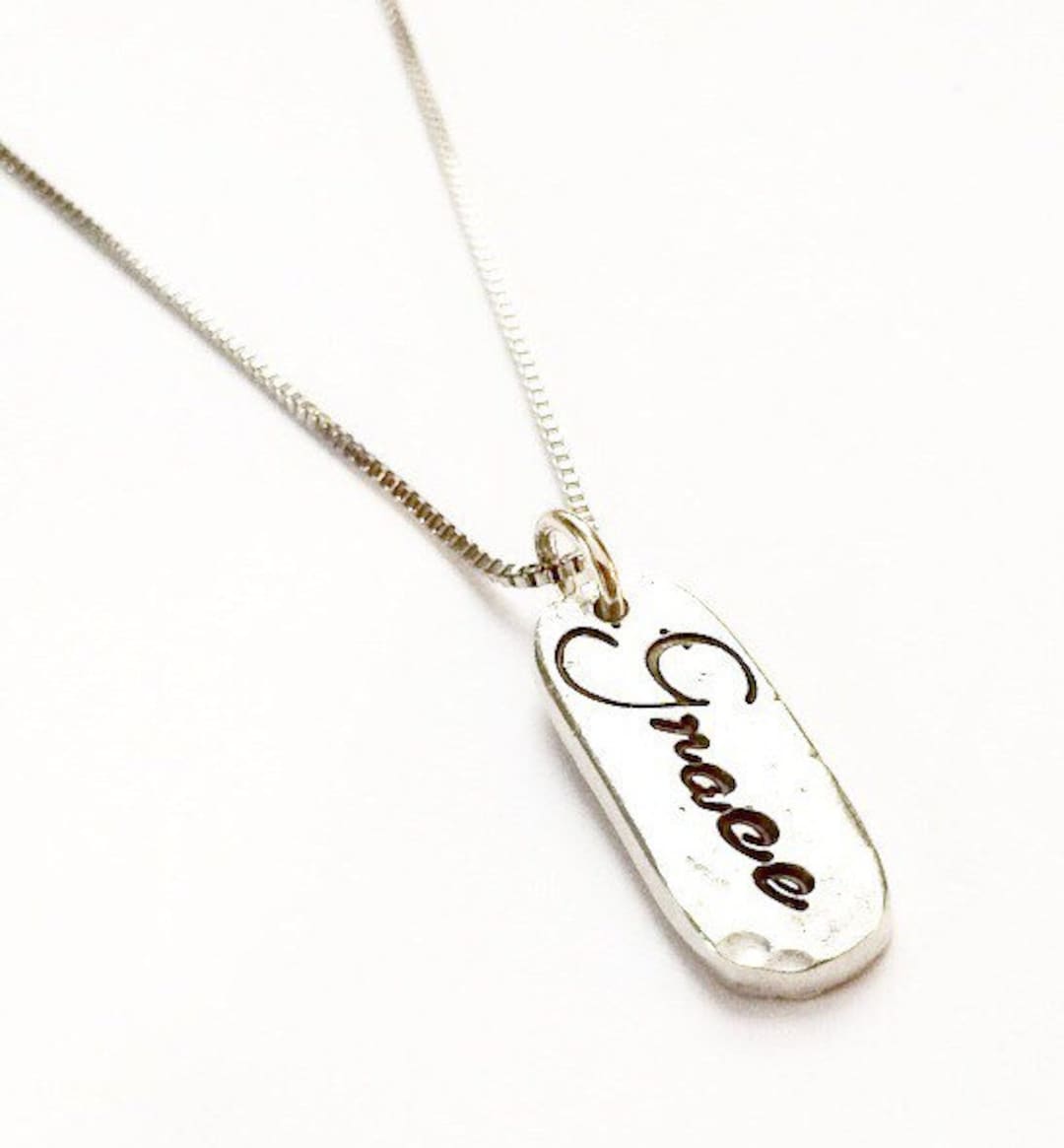 Stamped Pewter Grace Necklace - Etsy