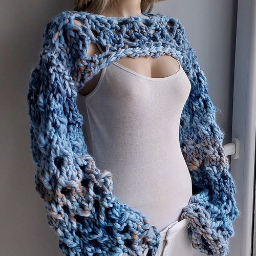 Funny THICK Lacy Shrug Lacy Knit Bolero Long Sleeved Shrug - Etsy