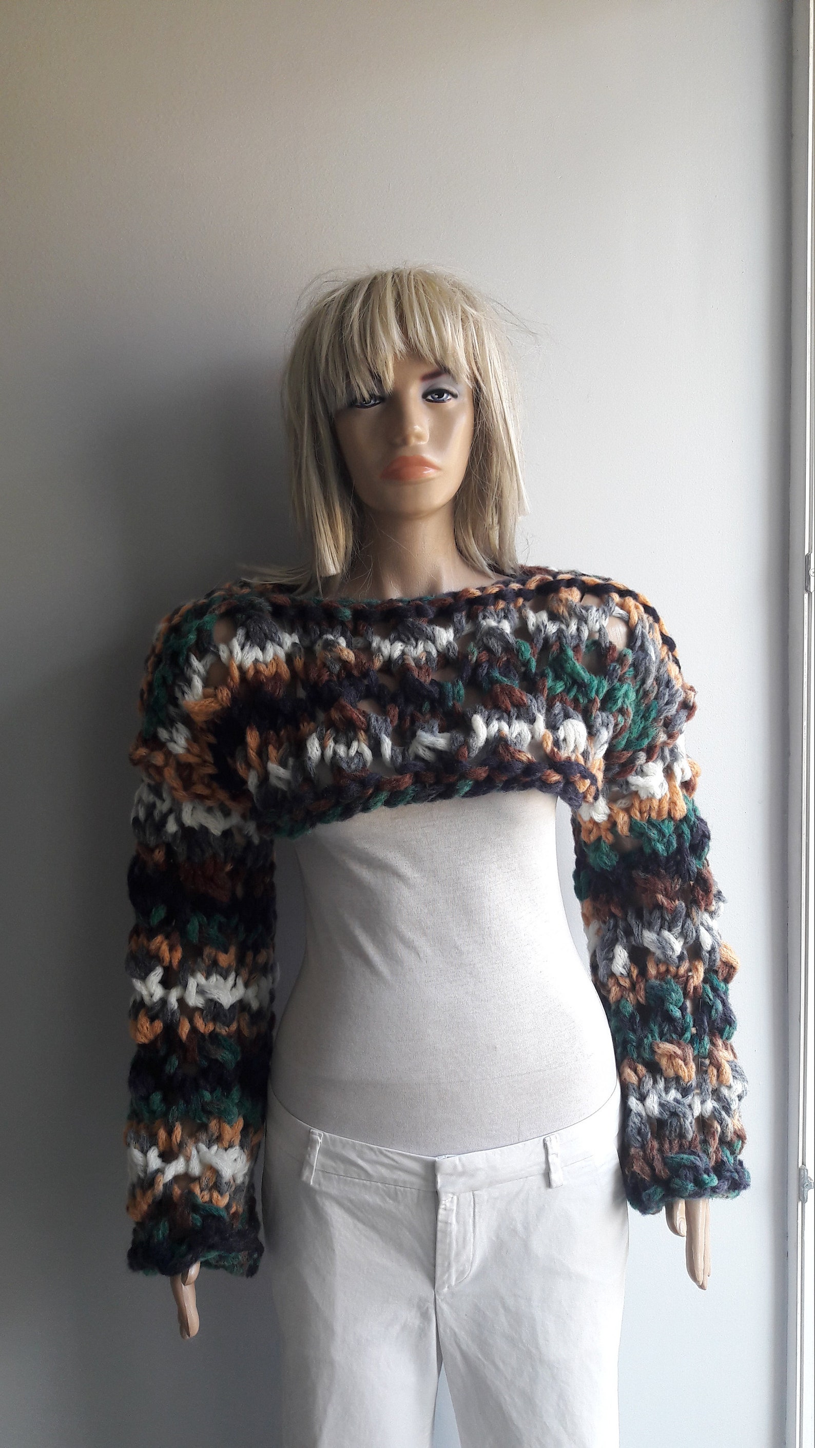 Funny THICK Lacy Shrug Lacy Knit Bolero Long Sleeved Shrug | Etsy