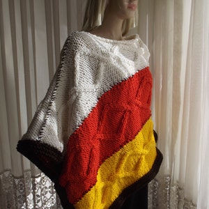 CANDY CORN, Diamond Chain Poncho, Cable Knit Cover Up, Hand Knitted ...