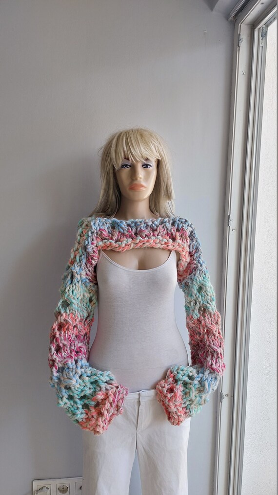 Funny THICK Lacy Shrug Lacy Knit Bolero Long Sleeved Shrug | Etsy