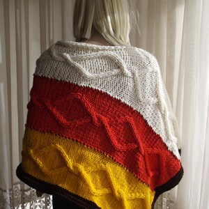CANDY CORN, Diamond Chain Poncho, Cable Knit Cover Up, Hand Knitted ...