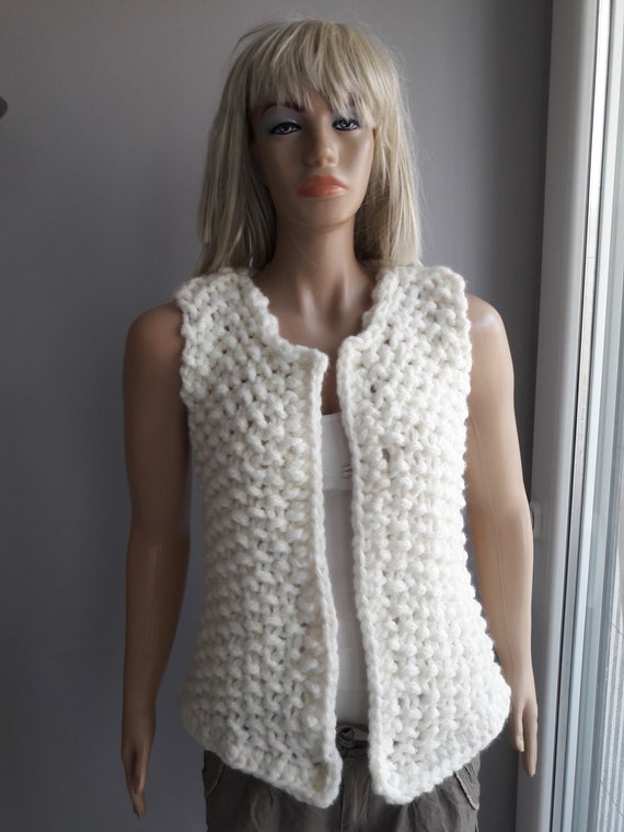 Touching the Clouds Hand Knitted Vest Textured Vest Thick | Etsy