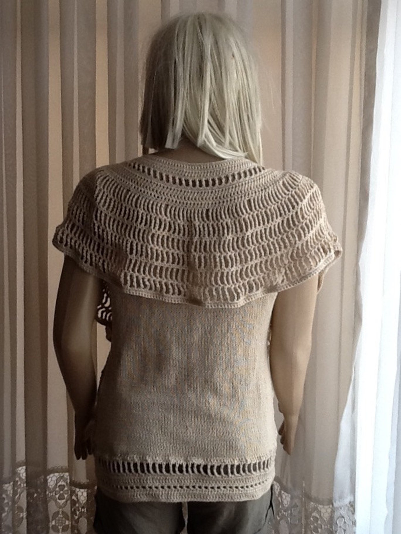 Cleopatra CROCHET Top Shawl Sweater Lacy Top Hand Knit - Etsy