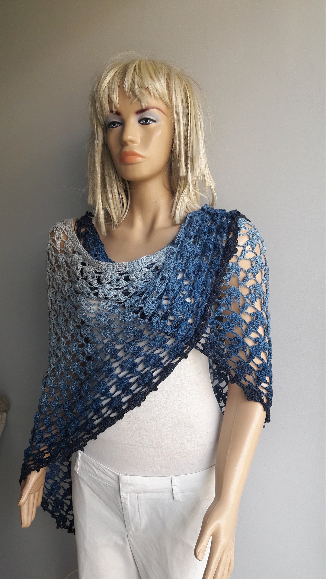 Flying on Clouds, Lacy Soft Shawl, Crochet Cover Up, Flowy Big Fine ...