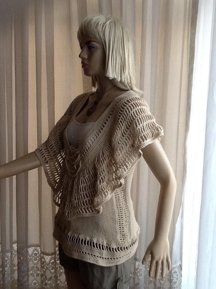 Cleopatra CROCHET Top Shawl Sweater Lacy Top Hand Knit - Etsy