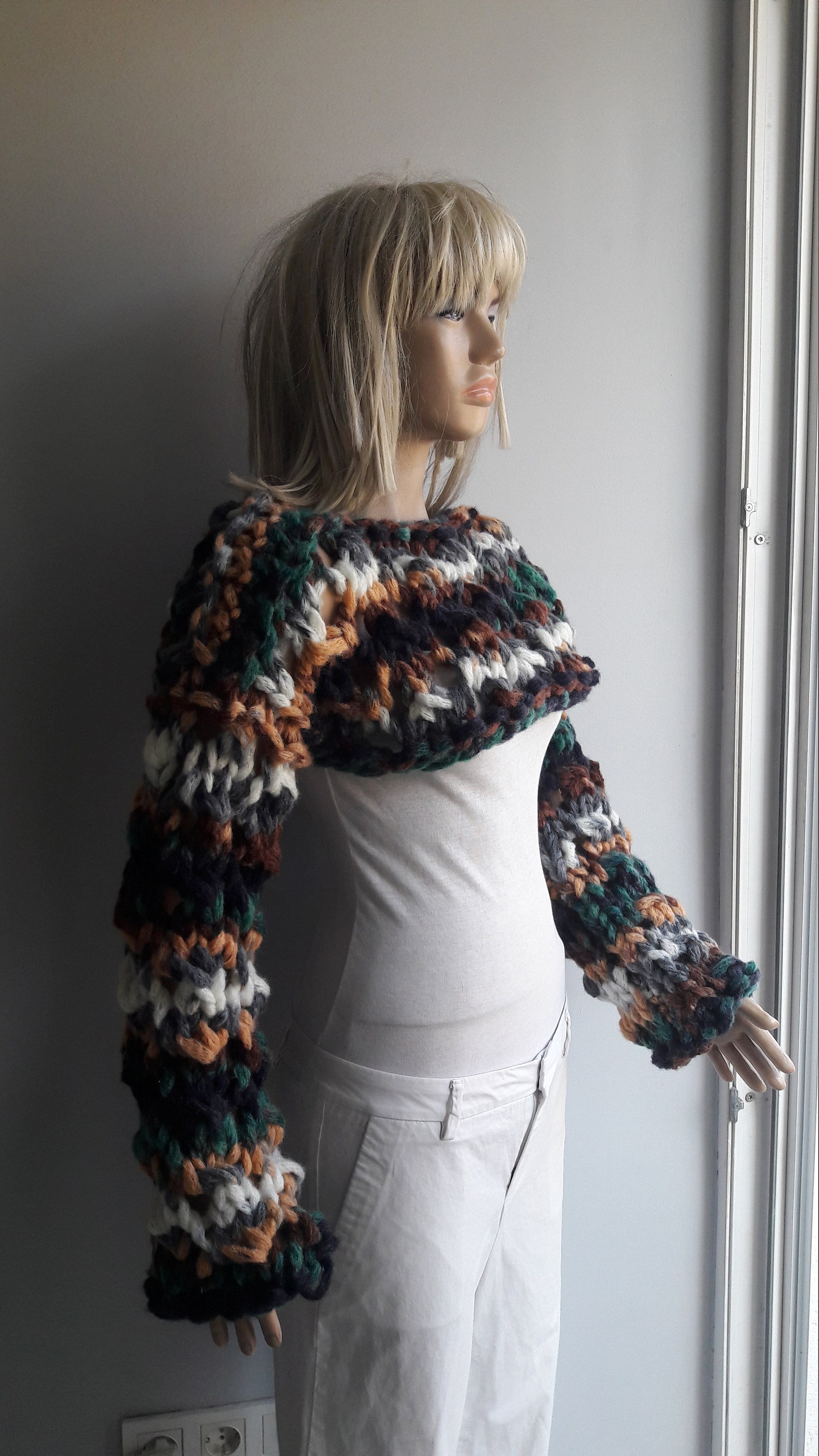 Funny THICK Lacy Shrug Lacy Knit Bolero Long Sleeved Shrug | Etsy