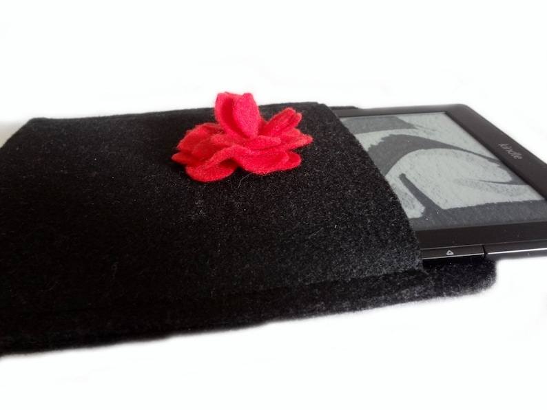 Kindle Case in Black Felt With Decorative Flower - Etsy