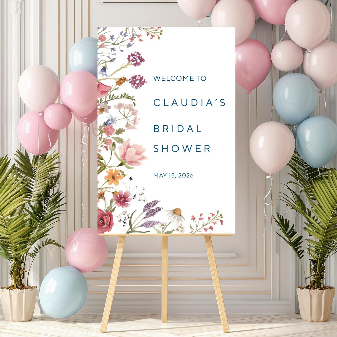 Wildflower Bridal Shower Welcome Sign: Personalized Printed and Shipped ...
