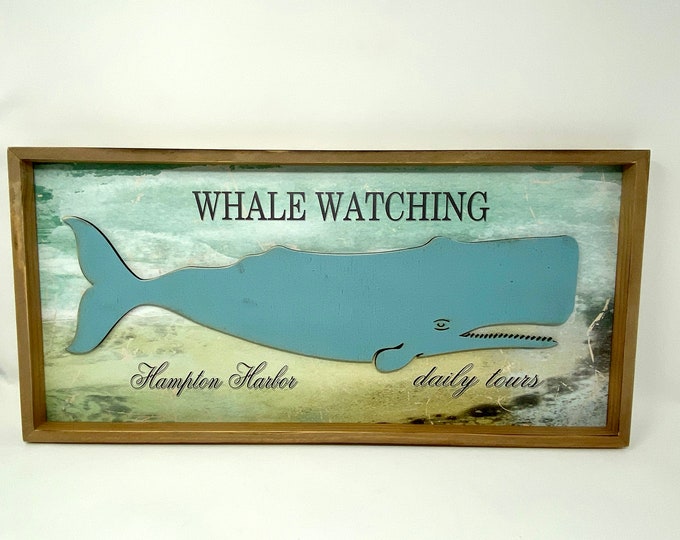Whale Wall Art, Wooden Whale Decor, Whale Watching Sign, Ocean Decor ...