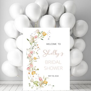 Bridal Shower Welcome Sign, Tulips and Spring Flowers, Bridal Outdoor ...
