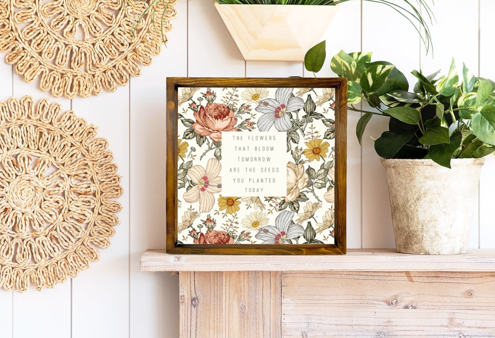 Spring Wood Sign, Farmhouse Spring Sign, Peony and Daisy, Spring Home ...