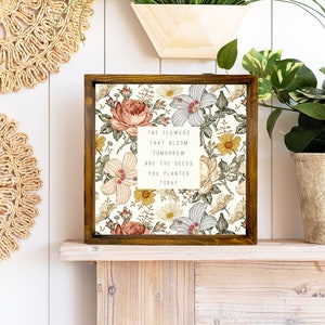 Spring Wood Sign, Farmhouse Spring Sign, Peony and Daisy, Spring Home ...