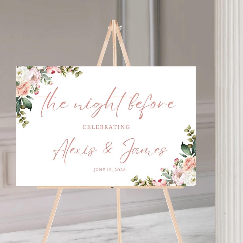 Personalized Rehearsal Dinner, the Night Before Welcome Sign: Pinks and ...