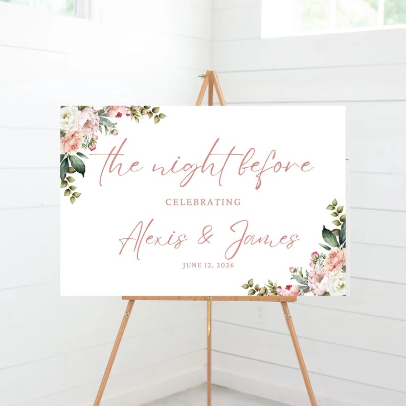 Personalized Rehearsal Dinner, the Night Before Welcome Sign: Pinks and ...