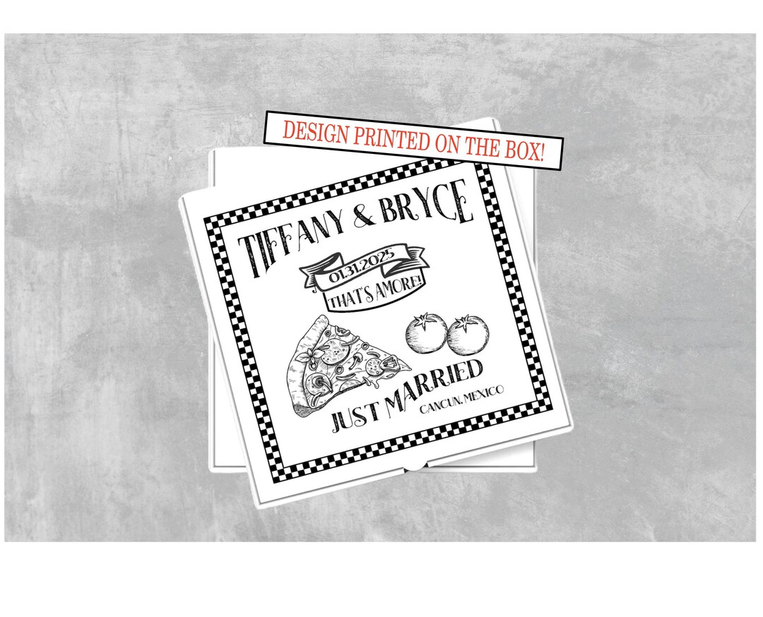 Personalized, Wedding Pizza Box, Just Married, Black & White Pizza Box ...