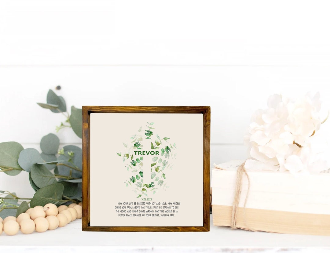 Personalized Baptism Gift, Baby Boy Gift, Godchild Sign, Dedication ...