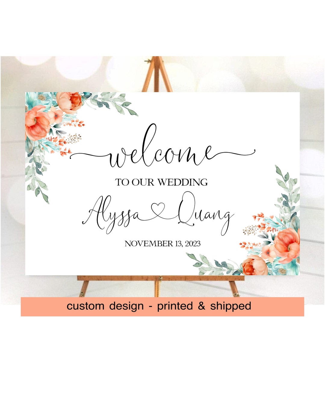 Wedding Welcome Sign, Personalized Custom Wedding Sign, Printed Wedding ...