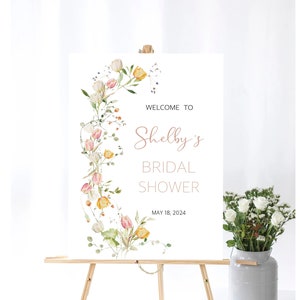 Bridal Shower Welcome Sign, Tulips and Spring Flowers, Bridal Outdoor ...