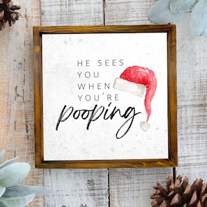 Christmas Decor Bathroom Sign, Bathroom Sign for Christmas, Holiday ...