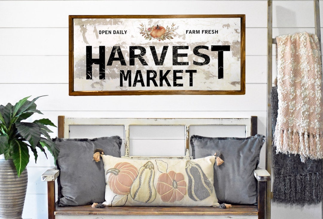 Harvest Market Sign, Fall Sign, Large Wood Sign, Autumn Sign, Farmers ...