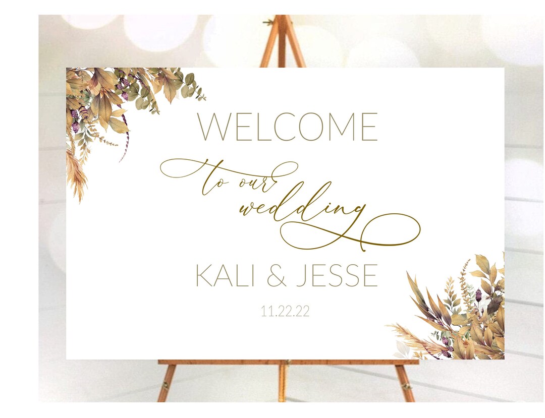 Wedding Welcome Sign, Fall Wedding Sign, Autumn Leaves Welcome to Our ...