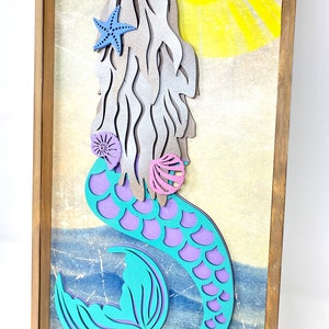 Wooden Mermaid Wall Art,mermaid Decor,mermaid Wall Hanging,seashell ...