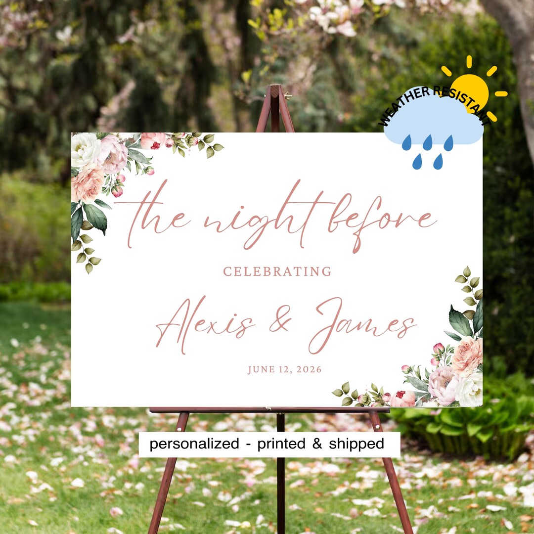 Personalized Rehearsal Dinner, the Night Before Welcome Sign: Pinks and ...