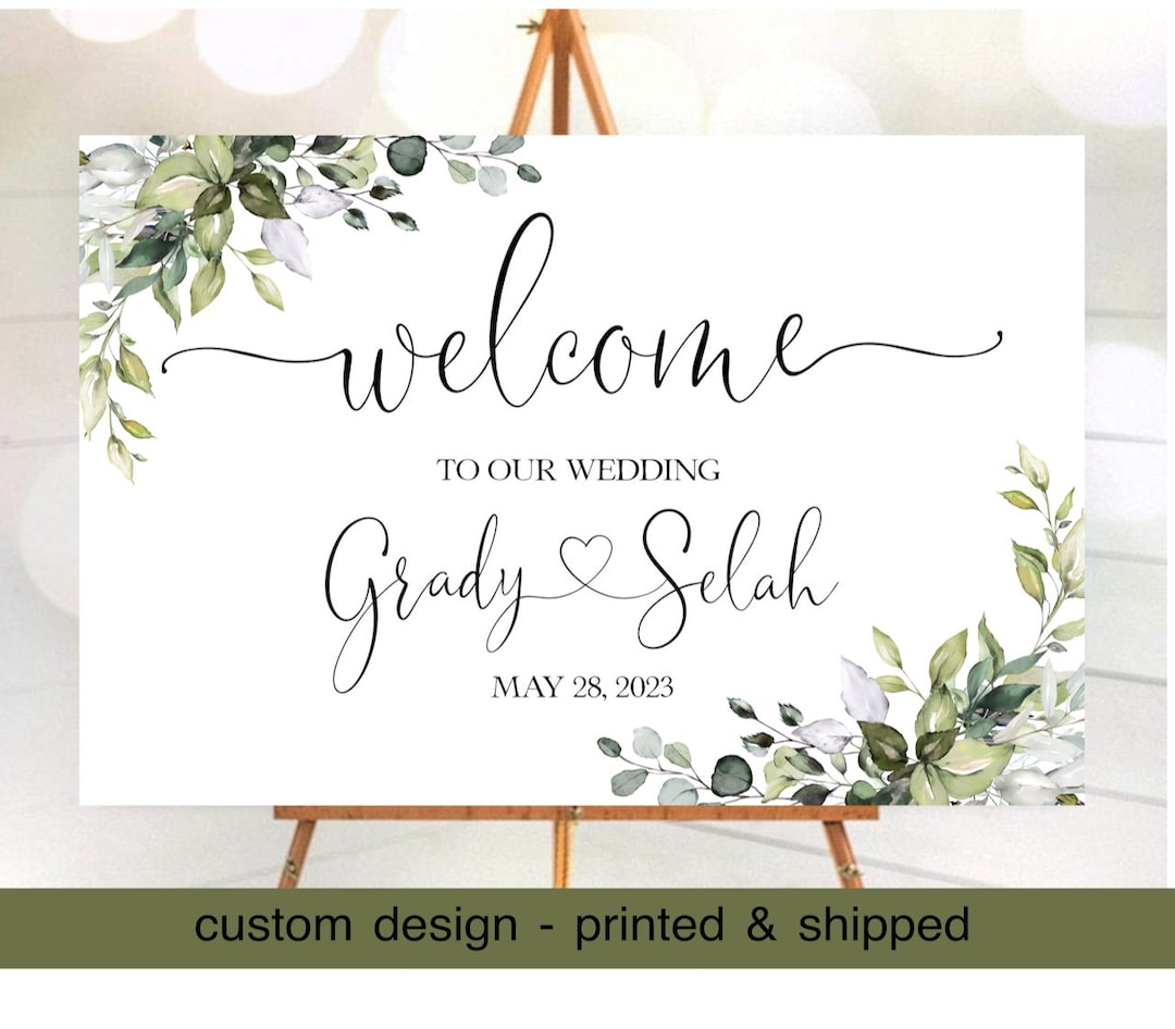 Wedding Welcome Sign, Personalized Custom Wedding Sign, Printed Wedding ...