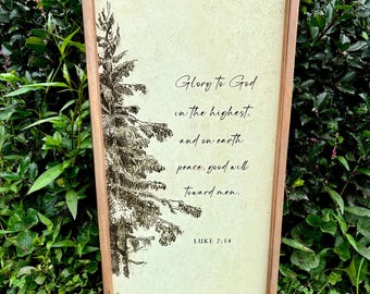 Christmas Tree Art With Scripture Peace on Earth Christmas Decor Luke 2 ...