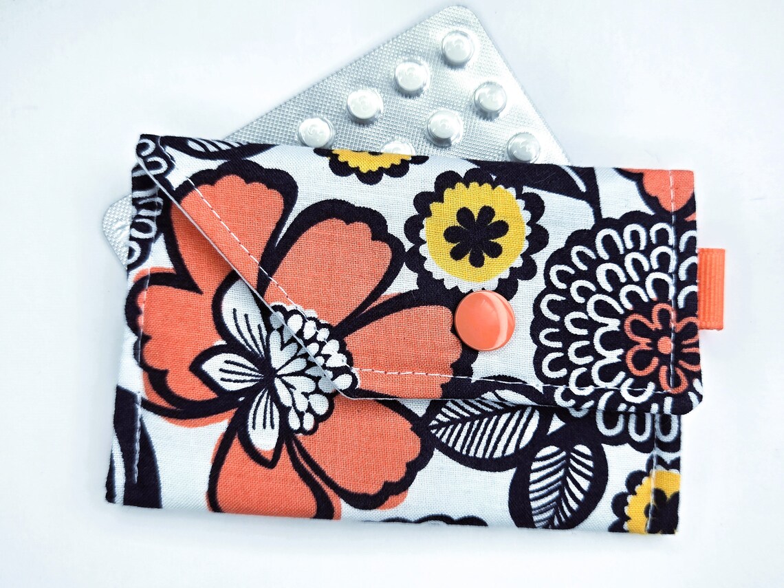 Birth Control Case or Multi Purpose Case- Orange Flowers - Etsy