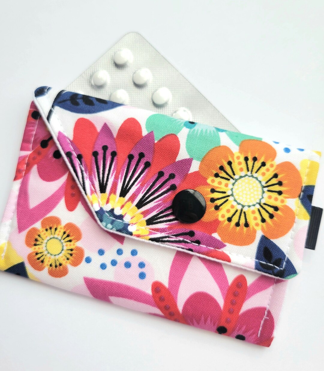 Birth Control Case Sleeve With Snap Closure - Bright Blooms - Etsy