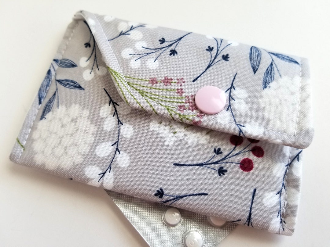 Fall Cases Birth Control Case Sleeve With Snap Closure - Grey and Pink ...