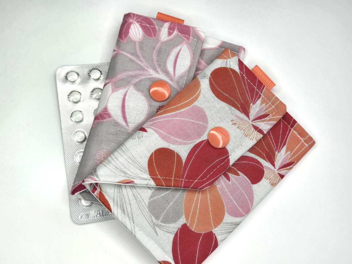 Birth Control Case or Multi Purpose Case- Pink and Red Flowers - Etsy