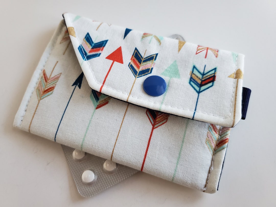 Birth Control Case Sleeve With Snap Closure Blue and Gold Arrows - Etsy ...