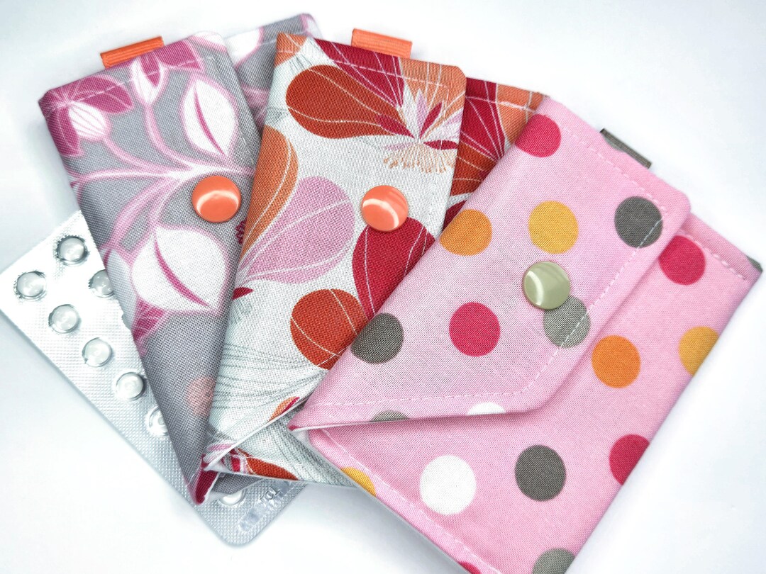 Birth Control Case or Multi Purpose Case- Pink and Red Flowers - Etsy