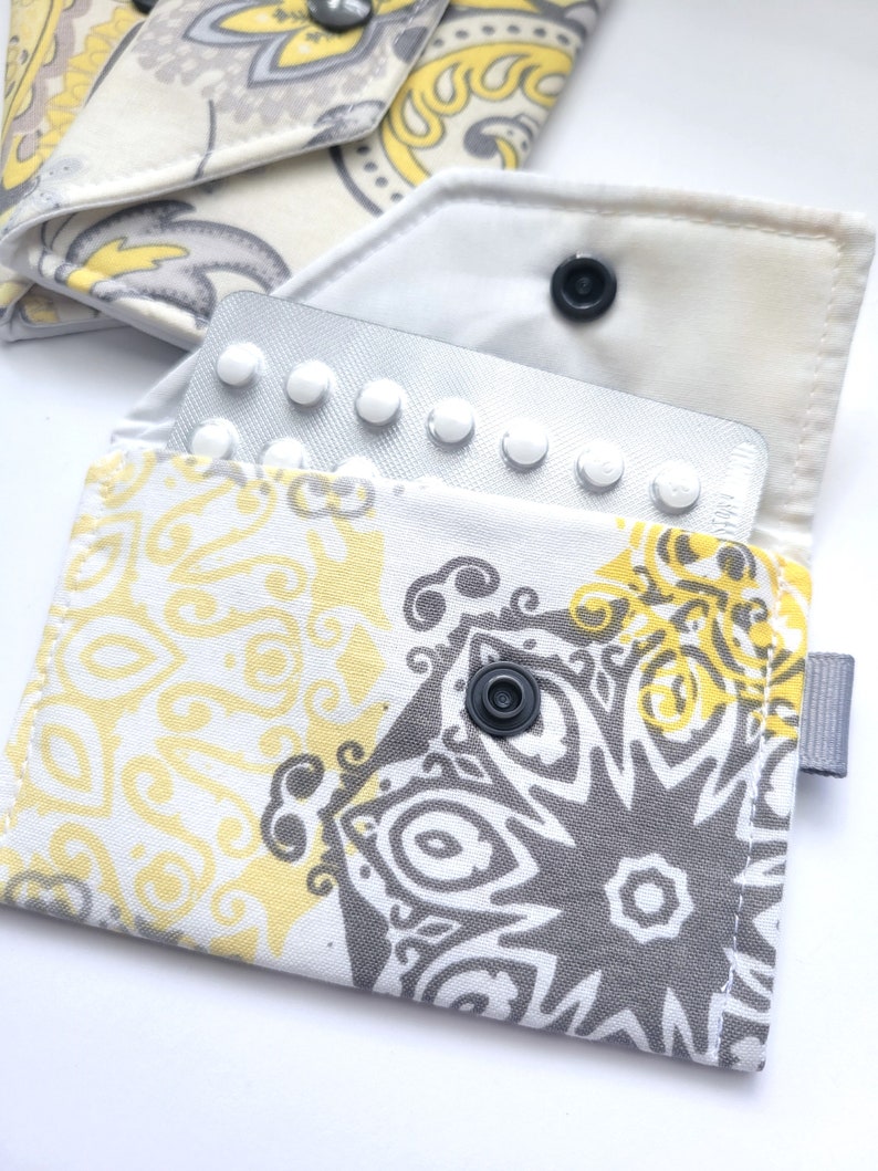 Birth Control Case or Multi Purpose Case- Greys and Yellows - Etsy