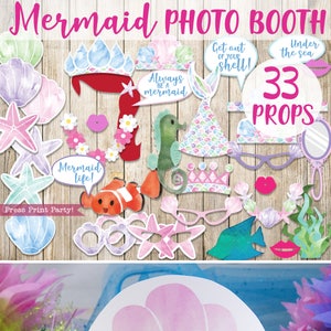 Mermaid Photo Booth Props, Under the Sea Photo Props, Mermaid Tail ...