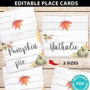 Thanksgiving Place Cards Printable Green Fall Pumpkin Place Card ...