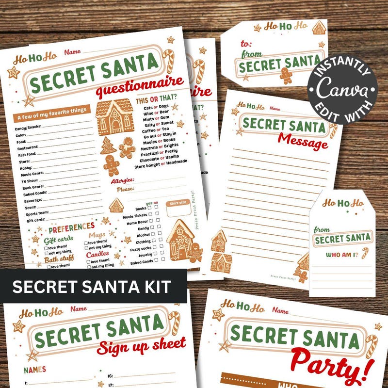 Editable Canva Secret Santa - Etsy