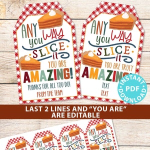 Fall Thanksgiving Tag for Pie, Thank You Gift Tags Printable, Any Way ...
