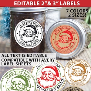 Christmas Stickers Printable Canning Labels Christmas Jam Round Sticker ...