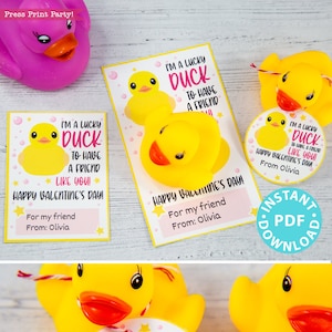 I'm a Lucky Duck to Have a Friend Like You Kids Valentine Card ...